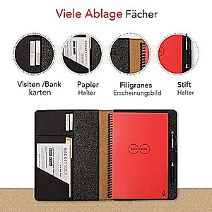 Moonsafari A5 Reusable Notebook Cover & Rocketbook Cover Smart Business Notebook Cover for Everlast, Fusion, Wave, Moleskin and More with Pen Loop & Business Card Holder - Brown,A5/Executive 8.8" x 6"