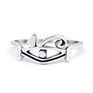 Blue Apple Co. Sterling Silver Size-9 Eye of Horus Ring Band Oxidized 925 Sterling Silver