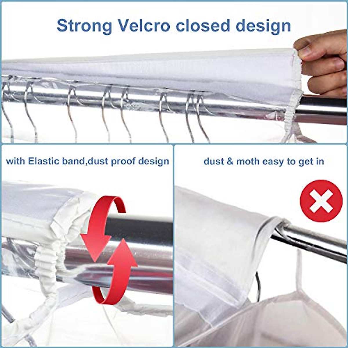 Zilink Clear Garment Bags for Storage 40 inch (2 Pack) Hanging Garment Rack Cover Suit Bags Organizer Hanging Clothes Cover for Suit Coats Jackets Dress Storage