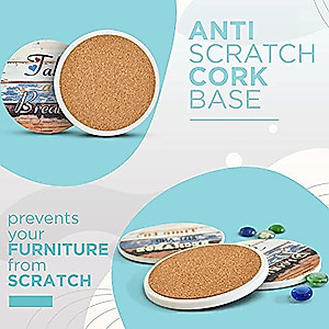 Elegant Coasters for Drinks| Absorbent Ceramic Coaster for Coffee Table| Classic Gift for Housewarming| Set of 6 Coasters with Holder| Decor for Kitchen Room, Living Room, Patio Table, Bar, etc.