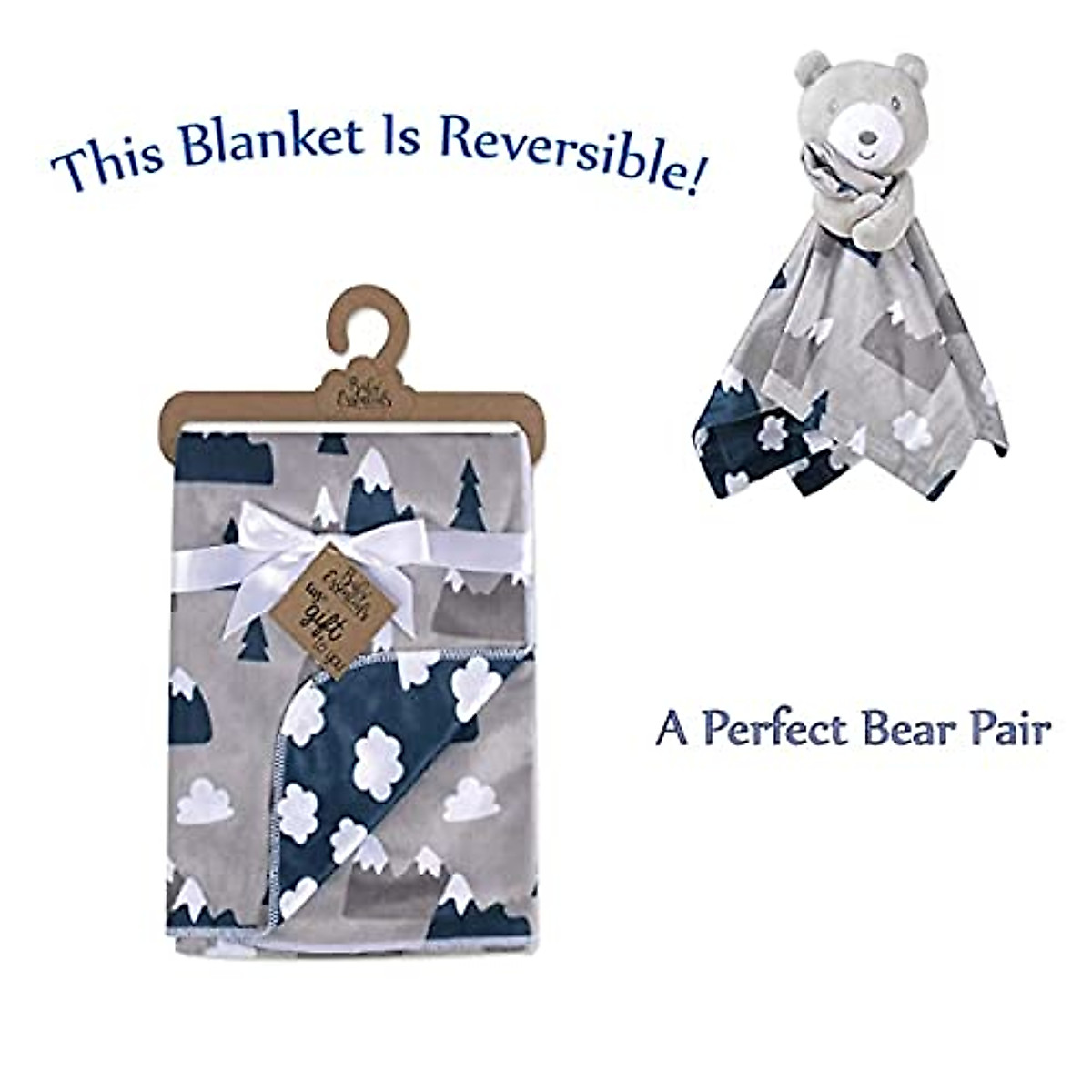 Minky Animal Snuggler Lovey Blanket for Kids, Babies, Boys, Girls, Gender Neutral Security Blanket with Stuffed Animal (Beloved Snowcap Bear)