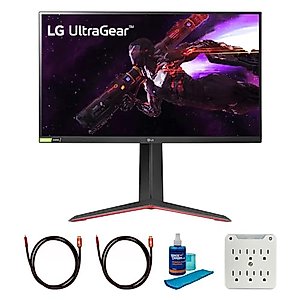 LG 27GP850-B 27 inch Ultragear QHD 2560 x 1440 Nano IPS Gaming Monitor + AMD FreeSync Bundle with 2X 6FT Universal 4K HDMI 2.0 Cable, Universal Screen Cleaner and 6-Outlet Surge Adapter