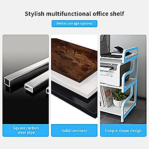 Natwind 3-Tier Printer Stand with Wheels Movable Storage Cart Floor-Standing Multi-Purpose Shelf Rack for Media Player Scanner Files Books Microwave Oven in Kitchen Living Room Home Office (White)