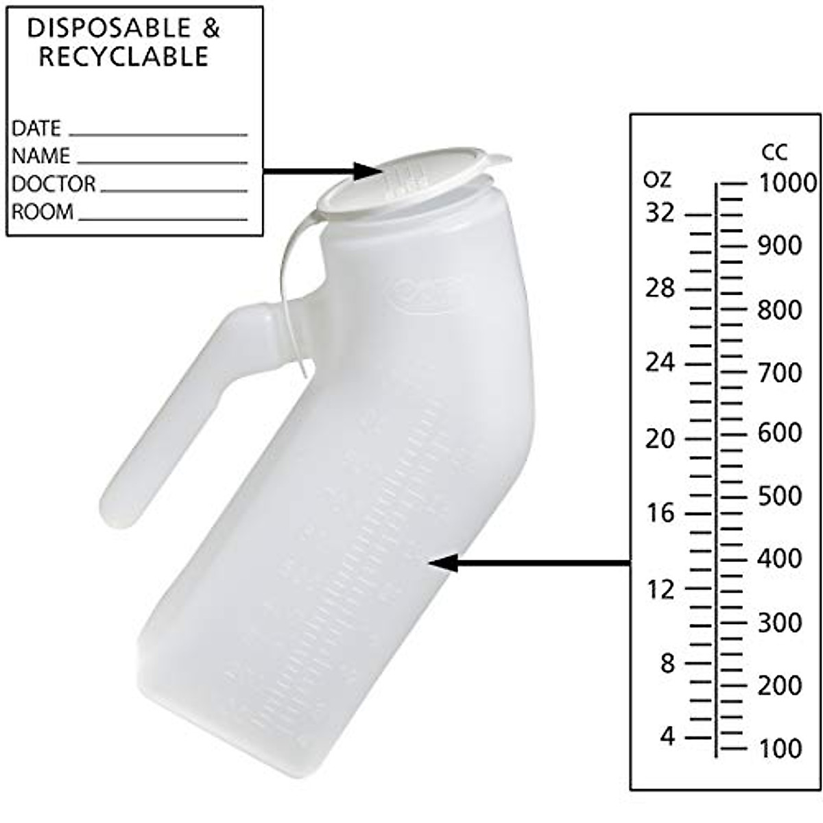 Carex Portable Urinal For Men - Male Urinal and Travel John - Plastic Urinal