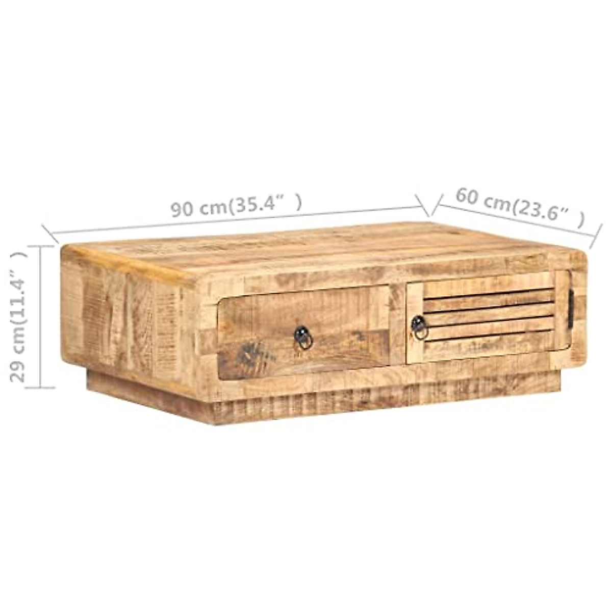 QJBSAVVA Coffee Table 35.4"x23.6"x11.4" Rough Mango Wood,Bedside Tables Side Tables End Tables Entrance Tables Suitable for Meeting Rooms, Reception Rooms, Offices