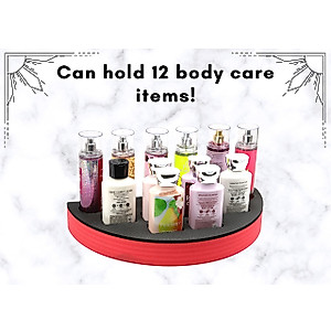 Polar Whale 2 Lotion and Body Spray Stand Organizer Half Circle Large Trays Red Black Durable Foam Washable Waterproof Insert for Home Bathroom Bedroom Office 16.5 x 8.5 x 2 Inches 12 Slots 2pc Pair