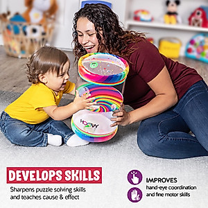 Hoovy Infant Crawling Toys | Toys for Crawling Babies | Crawling Toys for Babies 6-12 Months | Beginner Crawl Along Baby Roller | Drop Maze Tummy Time Activity Center (Rainbow Swirls)