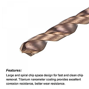 uxcell Twist Drill Bit, 3.3mm Jobber Drill Bit Nanoscale Titanium Coated K35 Tungsten Carbide Straight Shank 60mm Length for Drilling Stainless Steel Alloy Steel