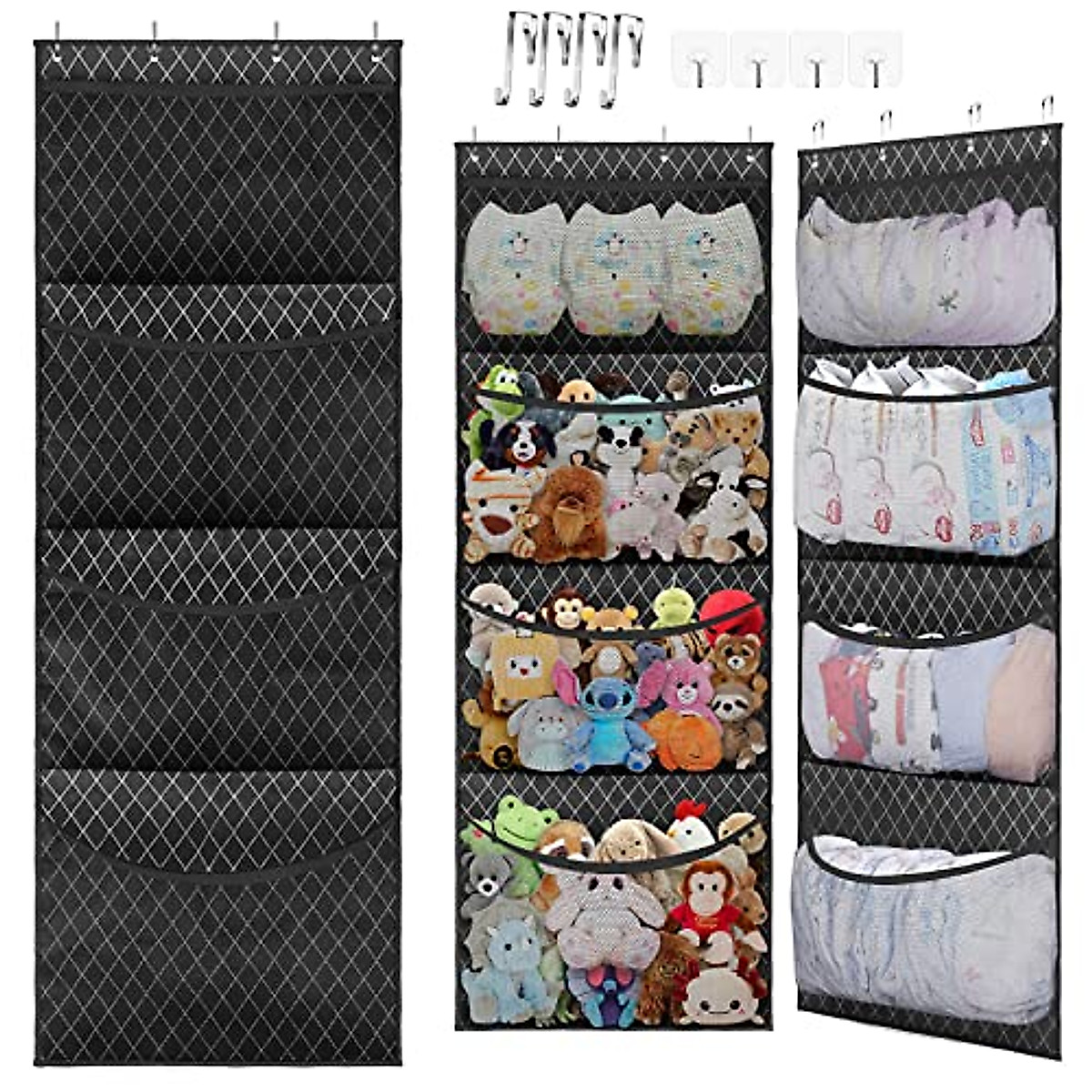 Extra Large Stuffed Animal Storage, Stuffed Animal Holder Over Door Organizer for Stuffies and Toy Plush Easy Installation with Breathable Hanging Storage Pockets