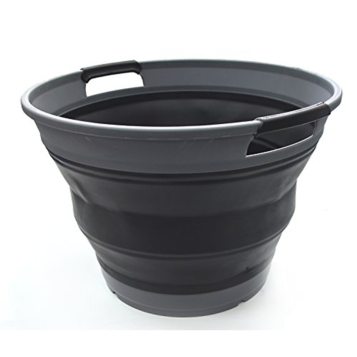 SAMMART 42L(11 Gallon) Collapsible Super Big Round Bucket-Portable Laundry Basket/Storage Container-Foldable Hamper/Tub-Space Saving Washing-up Bowl,Water Capacity 34L(8.9 Gallon) (Black)