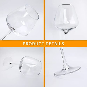 14oz Red Wine Glasses Set of 6,Clear Crystal Burgundy Glasses for Wine Tasting,Luxury Long Stem Glassware Modern Wine Glasses for Anniversary,Wedding,Birthday