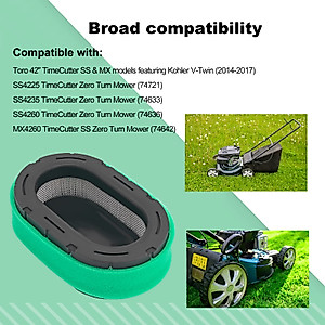 Aouton 32 083 09-S Air Filter for 32 083-09 32 883 09-S1 Kohler 7000 series XT1 XT2 KT610 KT620 KT715 KT725 KT730 KT735 KT740 KT745 19HP-26HP Engine Cub Cadet 3208309 MTD Lawn Mower Air