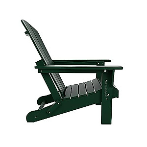 WO Home Furniture Adirondack Chair Lounger Outdoor Folding for Fire Pit, Beach, Balcony, Backyard, Lawn, Patio, Pool, Deck, Garden (Dark Green)