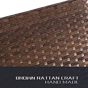 Skiway 3 Piece Outdoor Rocking Chair Set, Patio Brown Wicker Rattan Rocker, Cushioned Bistro Higher Back Rocking Chairs Set of 2 with Glass Table