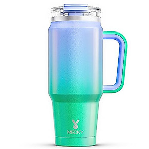 Meoky 32 oz Tumbler with Handle, Insulated Tumbler with Lid and Straw, Stainless Steel Travel Mug, Keeps Cold for 24 Hours, 100% Leak Proof, Fits in Car Cup Holder (Fairyland)