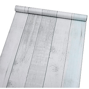 Self Adhesive Rustic Blue Wood Shiplap Contact Paper Shelf Liner for Kitchen Cabinets Dresser Drawer Table Cupboard Walls Furniture Decal 17.7X117 Inches