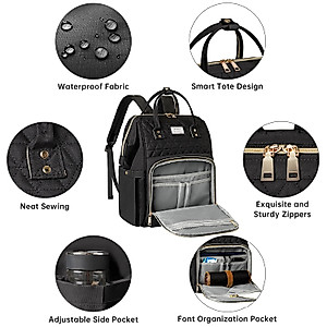 VSNOON Laptop Backpack for Women, 15.6 Inch Travel Backpack with USB Port Charging, Water Resistant Casual Durable Work Computer Bag for Women Men Girls, Black