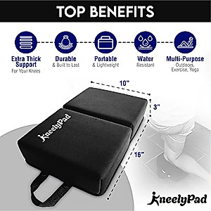 KneelyPad Extra Thick Comfortable Kneeling Pad, Prayer Pillow, Provide Support for Knees, Durable Foam Cushion Knee Mat for Gardening, Yoga, Mechanics, Praying, Stadium Cushion 16 x 10 x 3, Black