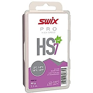 Swix HS07-6 - HIGH Speed Wax - HS7 Violet - 18 to 28 Degrees Fahrenheit - 60g Bar - Fluoro Free - Ski or Snowboard - FIS Approved