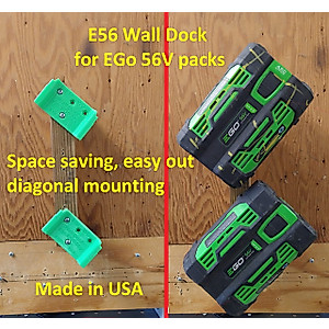 Made by Mitchell Compatibe with EGo 56V Battery Holder, Mount, Store, Wall Dock, lawnmower leaf blower, trimmer USA -2 PACK- PN E56-WDx2
