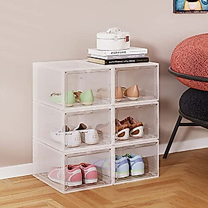 VVM Shoe Organizer Boxes 20 Pack, Clear Plastic Stackable Shoe Boxes, Magnet Drop Front Shoe Storage, Shoe Containers, Easy Assemble Shoe Organizer, Shoe Organizer Box, Clear
