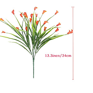 Cusmyre 3Pack Artificial Flower Calla Leaf Plastic Fake Lily Flower Aquatic Plants Faux Plants Bushes for Home Garden Wedding Decor (Yellow)