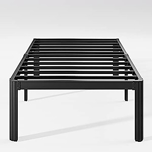 Hunlostten 18in Heavy Duty Twin Bed Frame No Box Spring Needed, Metal Platform Bed Frame Twin with Round Corners, Easy Assembly, Noise Free, Black