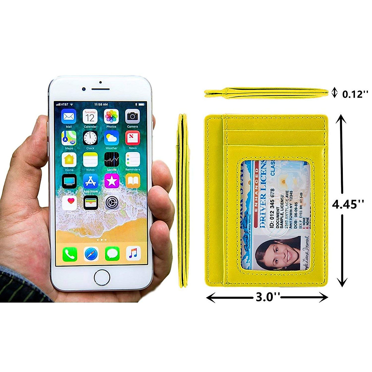 KALMORE Women's Credit Card Holder, Yellow, One Size