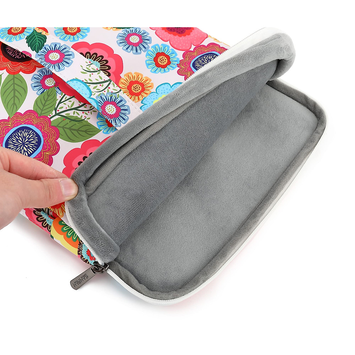 SANFAN 360° Protective 3 Pockets Laptop Sleeve Case Bag with Handle for MacBook Air 15 inch,MacBook Pro 16 inch and 15.6 inch Screen Laptop (Flowers)