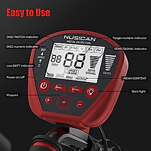 Metal Detector for Adults Professional, NUSICAN IP68 Waterproof 10" Searching Coil ,Ergonomic Design ,Adjustable Stem Detector for Adults and Teens, 4 Detection Modes High Accuracy, with Headphone