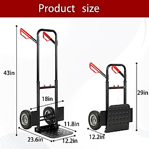 RCIACRHT Hand Truck and Dolly Heavy Duty Folding Trolley,Stair Climber Telescoping Handle and Rubber Wheels,Heavy Duty 440lbs Capacity Folding Cart for Office,Home,Warehouse,Supermarket,Garden,Store
