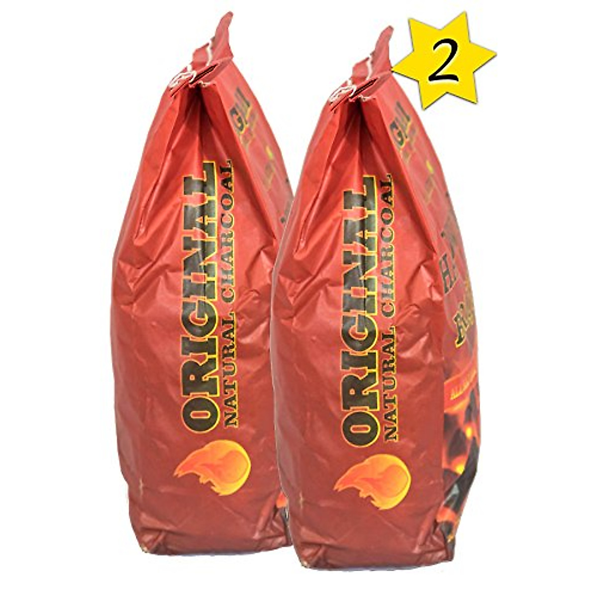 Original Natural Charcoal Hardwood Briquettes 2 X 100% Premium All-Natural Pillow Shaped Charcoals - Lights Easy, Burns Quickly, Adds Extra Flavor to Meats (7.07 lb.)