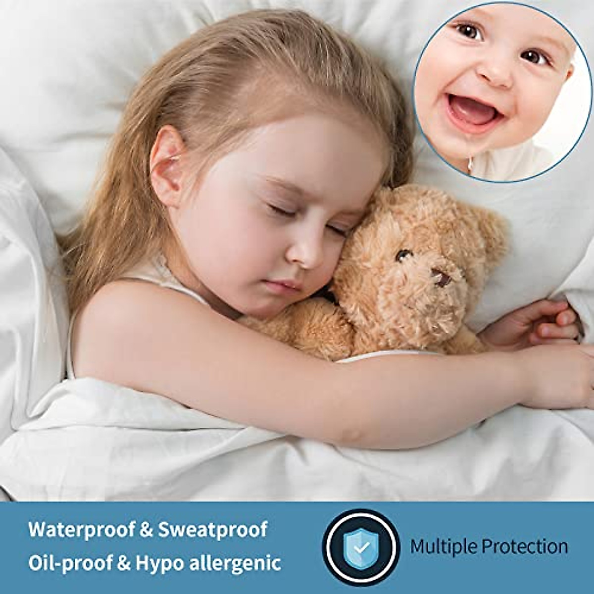 SHERWOOD 2 Pack Waterproof Pillow Protectors Outdoor Throw Pillowcase Encasement with Zipper Soft Quality White Pillow Cover for Living Room Patio Furniture Garden, Euro Size 26 x 26 Inches