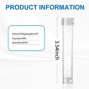 Z-Color 10pcs 10ml Lab Plastic Frozen Test Tubes Vial Seal Cap Container for Laboratory School Educational