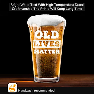 LIGHTEN LIFE Old Lives Matter Beer Glass 16 oz,Unique Pint Glass in Valued Barrel Box,Birthday or Retirement Beer Glass Gfit for Dad,Grandpa,Senior Citizen,Old Men Women