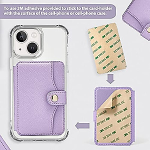 M-Plateau Card Holder, Phone Wallet Stick on with Slim 3M Sticker Match iPhone 14 Pro Case and Most Smartphones (Lavender)