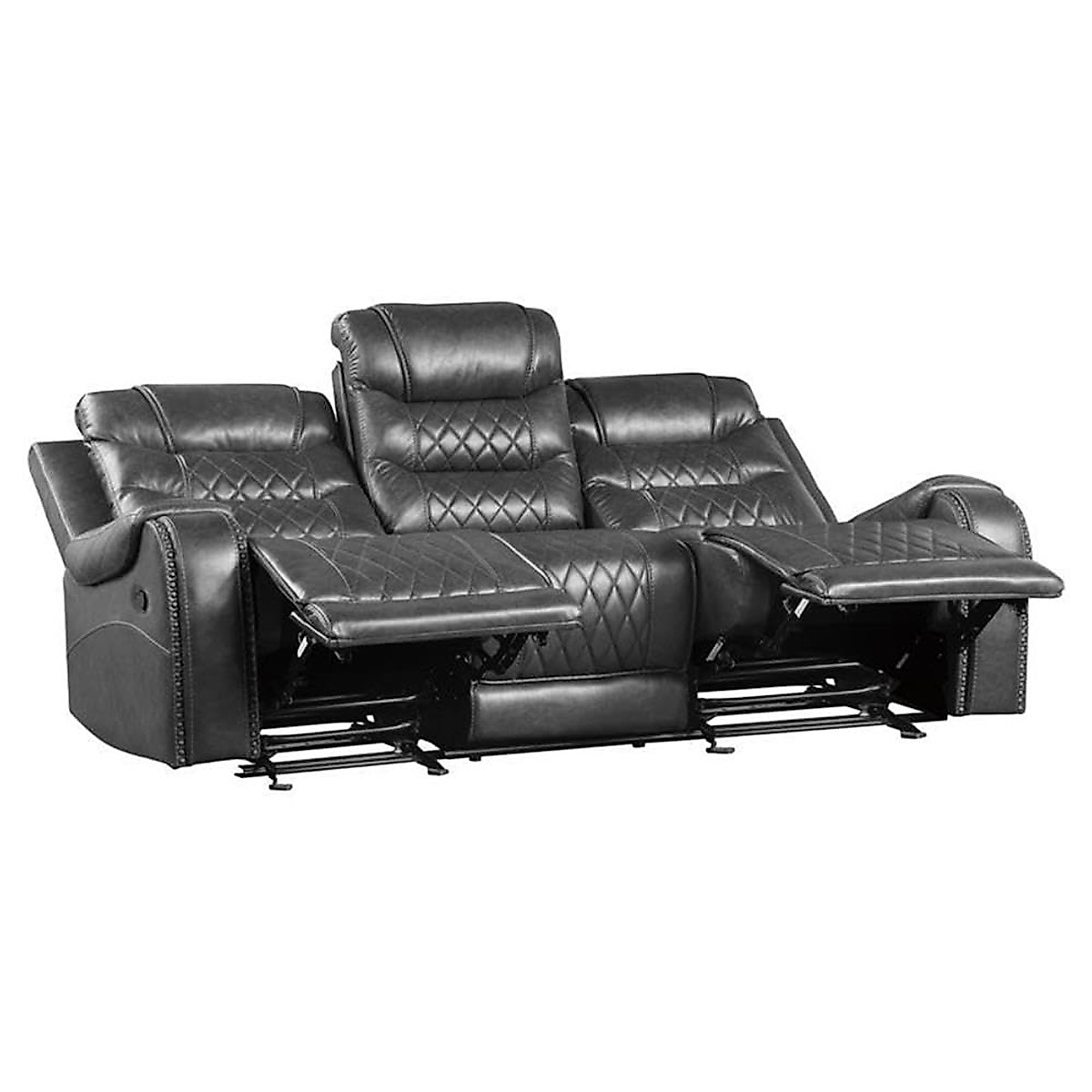 Lexicon Derringer Wall Hugger Manual Double Reclining Sofa, Gray