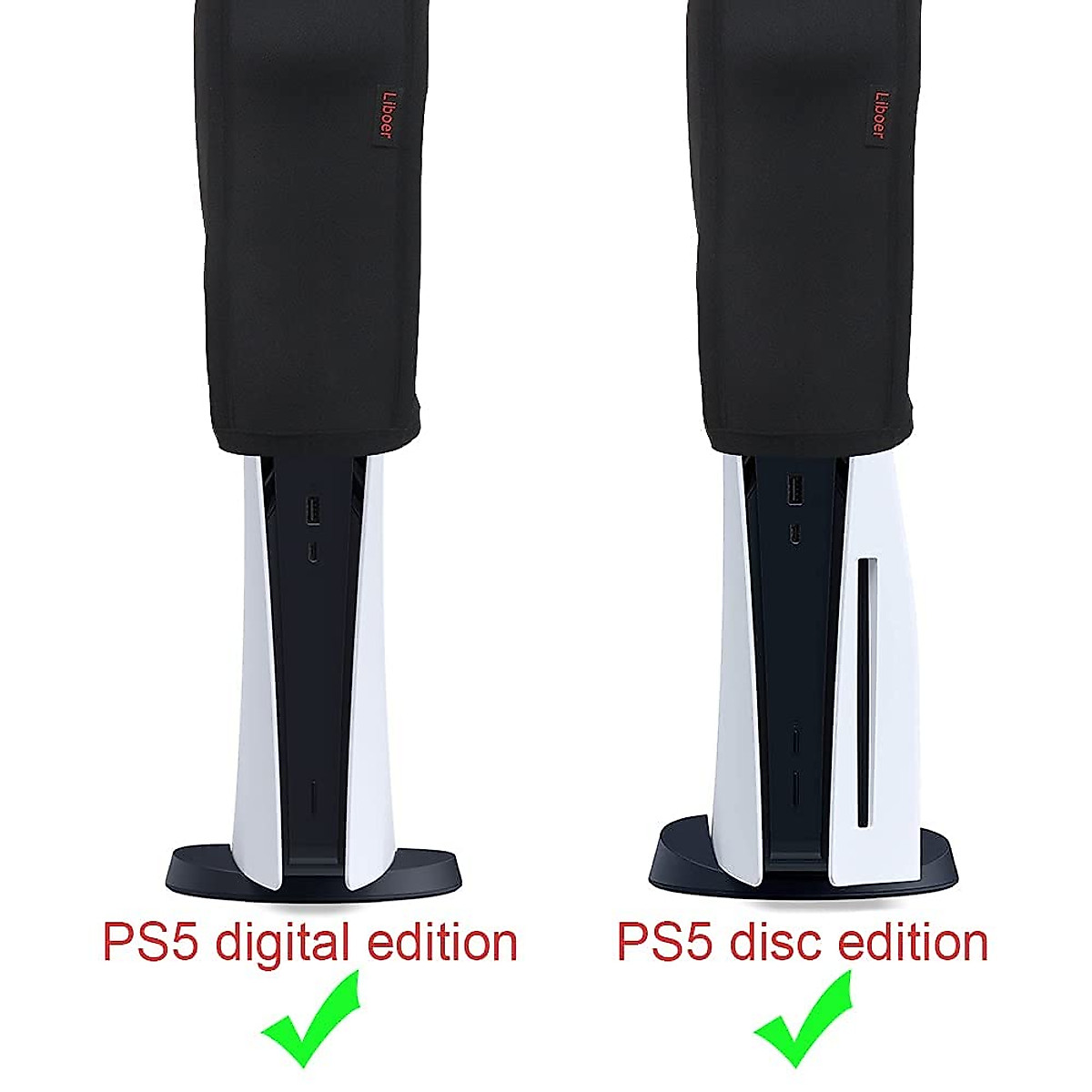 Liboer pS5 Cover Dust Proof Cover for pS5 Game Console Protector Anti Scratch Washable Dust Cover Sleeve for PS5 Accessories Digital Edition & Disc Edition (Black)