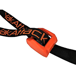 YakAttack 12' Cam Strap - Heavy Duty Polyester Kayak Tie Down with Protective Rubber Buckle, Black/Orange - 2 Pack (YEP-1006-12) | Kayak Fishing Accessories