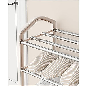 Shoe Rack Shoe Shelf Stackable Shoe Rack 5-Tier Shoe Rack, Shoe Shelf Storage Organizer for Entryway Living Room Hallway, Large Capacity, Bedroom Shoe Organizer, Beige Shoe Bench Stackable Shoes Rack