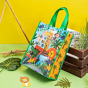 Loveinside Medium Recycled Gifts Bags with Handles, Kids Reusable Birthday Party Gift Bag, Shopping Bag - 10" x 5" x 13", 1 Pcs - Animal