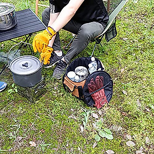 Gojiny Insulated Round Thermal Casserole Food Carrier Outdoor Round Cookware Storage Bag with Zippered Waterproof Canvas Organizer Carrying Bag with Handles for Amping Cookware Other Sundries