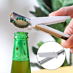 BORDSTRACT Stainless Steel Jar Opener, Swing Grip Adjustable Easily Open Bottle Opener Kit, Food Grade Crank Comfort Wine Opener for Children Elderly Arthritis Sufferer
