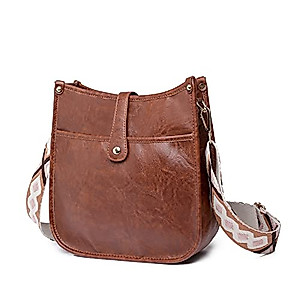 Qyoubi Women's Crossbody PU Leather Shoulder Handbag Ladies Tote Purse Designer Messenger Hobo Bag Brown