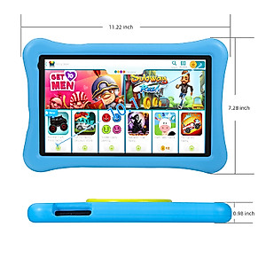 AWOW Kids Tablet, 10" Tablet pc for Kids, IPS HD Display 1280x800, Kidoz Pre-Installed, Parent Control, 2GB Ram 32GB Storage, Bluetooth, Wi-Fi, Dual Cameras, Kid-Proof Case, Stylus, Color Blue