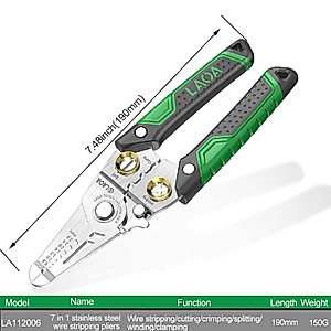 LAOA Wire Stripper Wire Stripper Tool,7-in-1 Multi Function Wire Plier Tool,Wire crimping tool,Stainless Steel Wire Crimper,Cable Stripper Multi-Function Electrician Pliers
