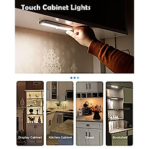 SZOKLED 20LED Under Cabinet Lights Remote Control, Dimmable Under Cabinet Lighting Wireless, Rechargeable Under Counter Lights for Kitchen, Shelf, Hallway, Display, Stairs, Multiple Colors 4 Pack