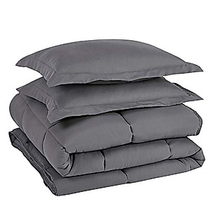 Chezmoi Collection 3-Piece Down Alternative Comforter Set (Queen, Gray)