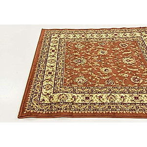Unique Loom Voyage Collection Traditional Oriental Classic Intricate Design Area Rug, 4 ft 0 in x 4 ft 0 in, Terracotta/Ivory