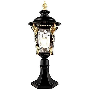 MODEBHD Villa Garage Glass Post Lanter Backyard Swimming Pool Floor-Standing Lighting,External Rustproof High Brightness E27 Patio Column Light,Outdoor Post Lights